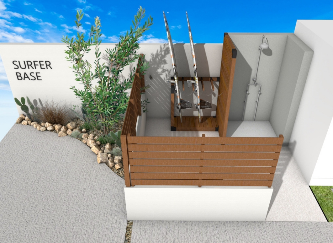 海から上がって待っているのは、 隠れ家のようなSurfer Base。